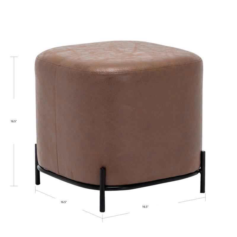 WOVENBYRD 17" Modern Square Ottoman with metal base - Overstock - 33835074