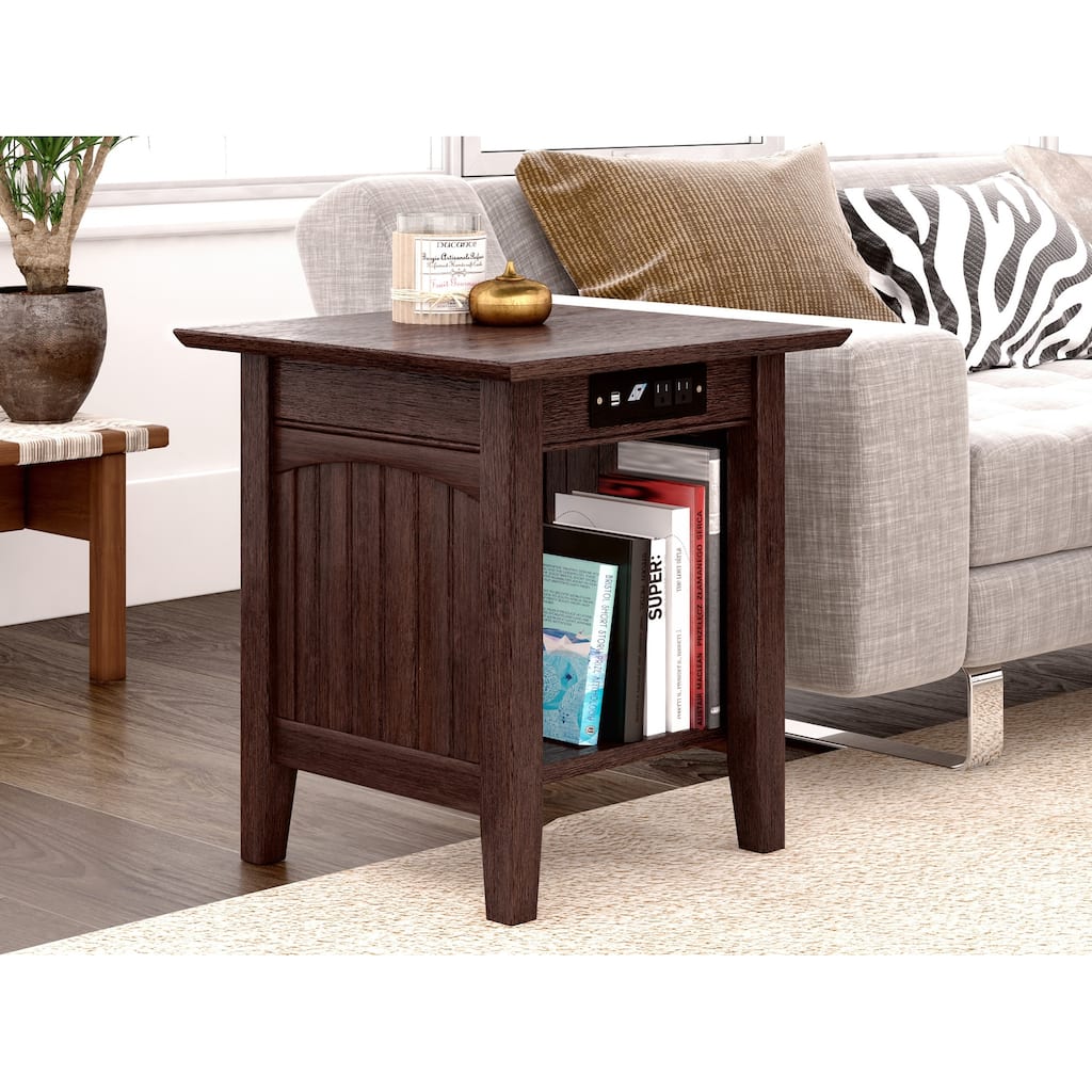 AFI Nantucket End Table with Built-in Charger in Burnt Amber ...