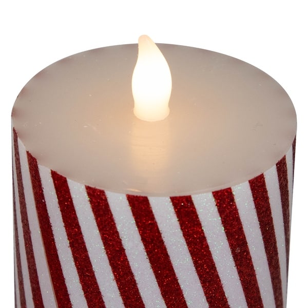 Set of 3 Flameless Glittered Candy Cane Stripes Flickering LED ...