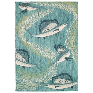 Liora Manne Portofino Sailfish Indoor/Outdoor Rug Aqua 3'3" x 4'11 ...