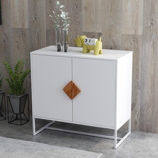Solid wood square shape handle 2 doors sideboard - N/A - Bed Bath ...