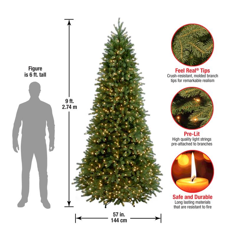 National Tree Company 9 ft. Feel-Real Jersey Fraser Fir Slim Hinged ...