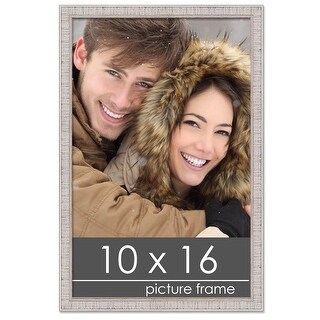 10x16 Distressed/Aged White Complete Wood Picture Frame with UV Acrylic ...