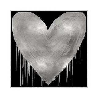 iCanvas "Big Hearted Silver on Black" by Lindsay Rodgers Framed - Bed ...