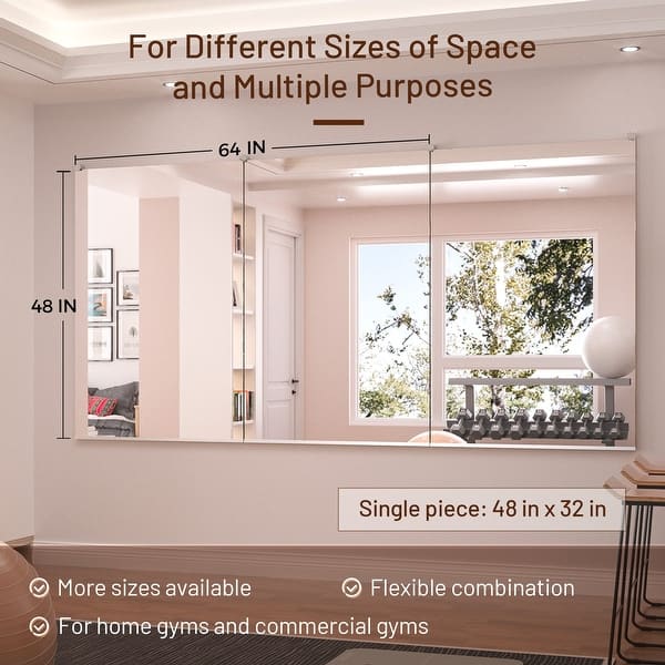 KEONJINN Home Gym Mirror for Fitness, Exercise, Dance, Wall Mounted, 2 ...