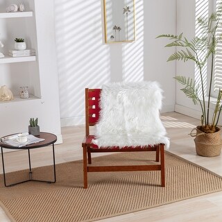 Solid Wood Frame Chair with White Wool Carpet - Bed Bath & Beyond ...
