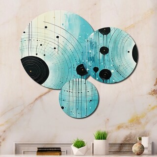 Designart "Teal And Black Minimalism Moon III" Abstract Collages Metal ...