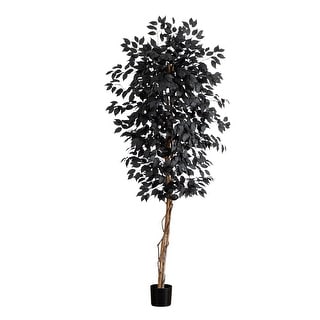 6-ft Artificial Halloween Black Ficus Tree with Natural Trunk - Bed ...