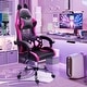 Cute Gaming Chair with Cat Paw Lumbar Cushion and Cat Ears, Ergonomic ...