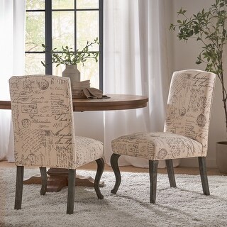 Upholstered Dining Chairs Set of 2 with French Handwriting Script ...