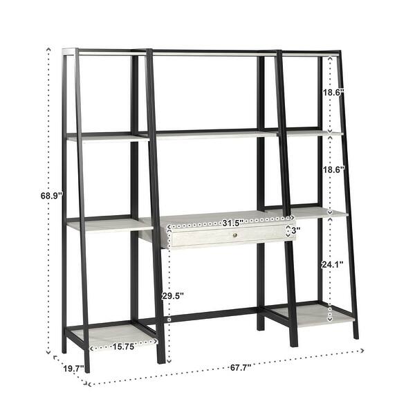 Naya Marble 3-Piece Ladder Desk and Bookcase Set by iNSPIRE Q Modern ...
