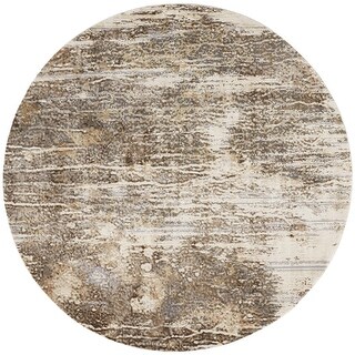 8' Tan Ivory And Brown Round Abstract Area Rug - 3'6" - Bed Bath ...
