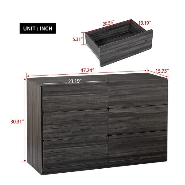 3 plus 3 Drawers Dresser Cabinet,Sideboard,Bar counter,Multi-scene Use ...