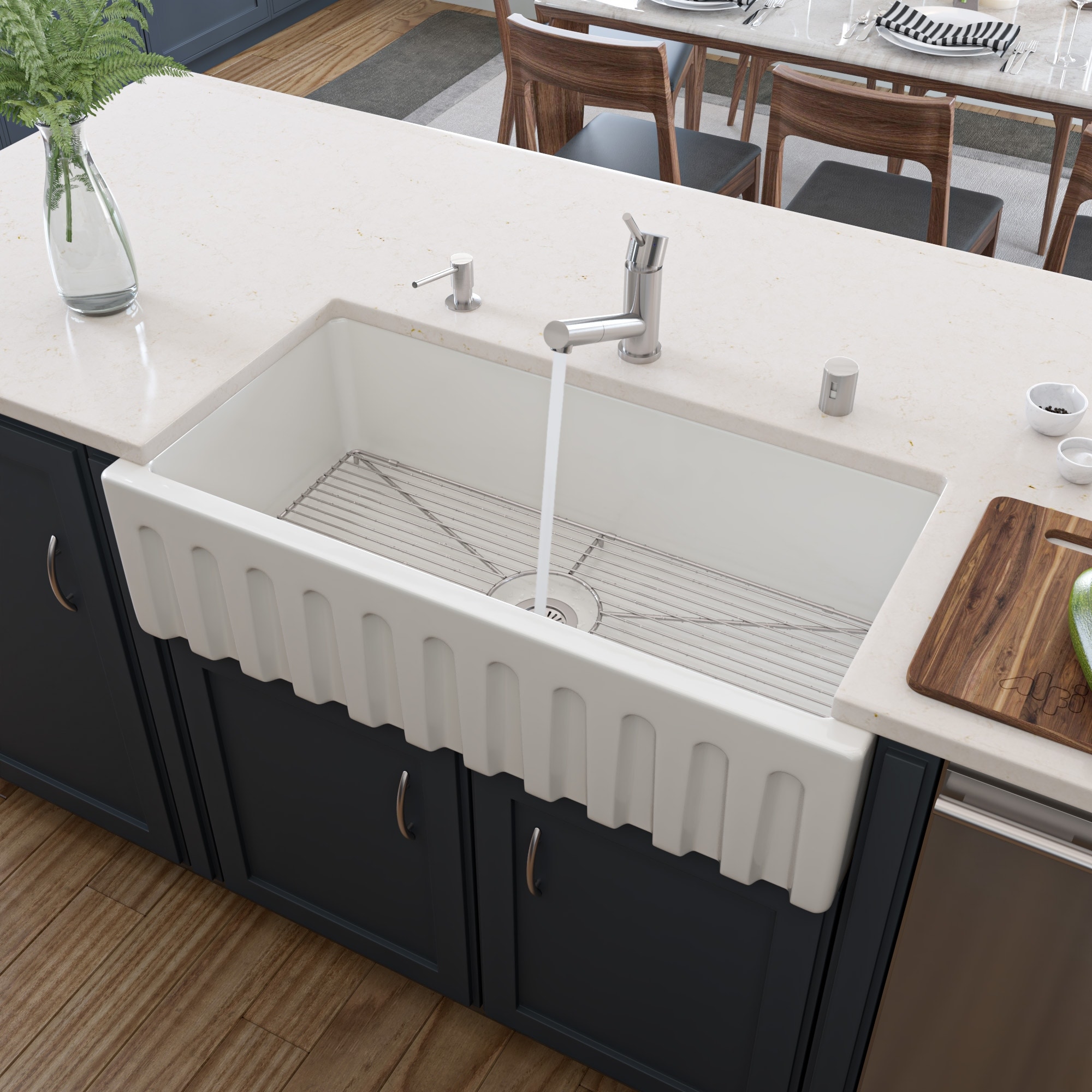 shallow fluted sink