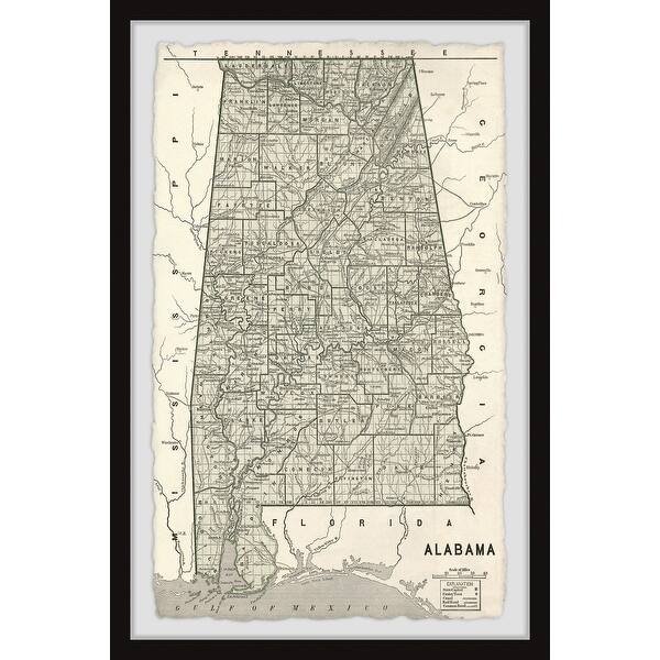 'Gray Alabama Map' Framed Painting Print - Bed Bath & Beyond - 33068922