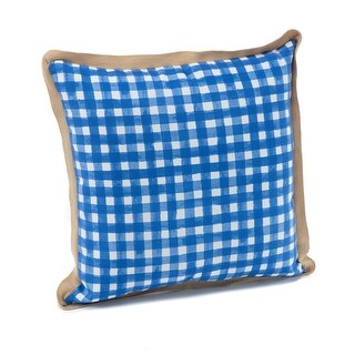 Terrasol Picnic Check Cobalt Indoor/Outdoor 22" Toss Pillow with Jute ...