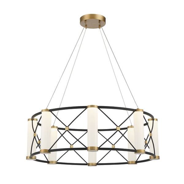 Aries 8-Light LED Pendant in Matte Black with Burnished Brass Accents ...