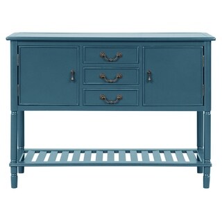 Console Table with 3 Drawers and 2 Door Cabinets, Dark Blue - Bed Bath ...