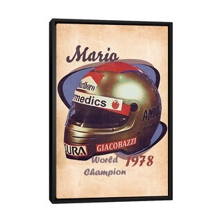 iCanvas "Mario Andretti's Helmet Retro" by Pop Cult Posters Framed ...