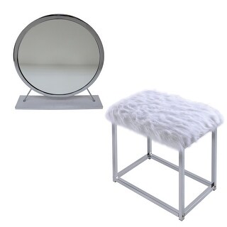 Faux Fur, Mirror, White & Chrome Finish - Bed Bath & Beyond - 36326799