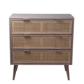 3 Drawer Wooden Accent Chest with Mesh Pattern Front, Gray and Brown ...