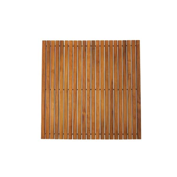 Nordic Style Teak Wood Oiled String Mat with Rubber Footing 30″ x 30 ...