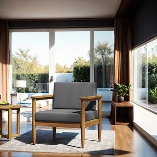Dark Grey Gavin Club Chair - Acacia Wood, Water-Resistant Cushions ...