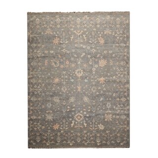 Hand Knotted Mossy Gray Oushak Wool Traditional Oriental Area Rug - Bed ...