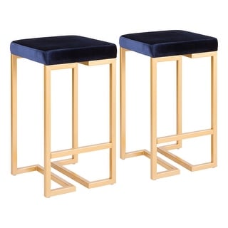 26" Contemporary-Glam Counter Stool with Velvet Cushion- Set of 2 - Bed ...