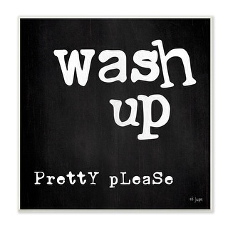 Stupell Wash Up Pretty Please Bathroom Sign Black White Wood Wall Art ...