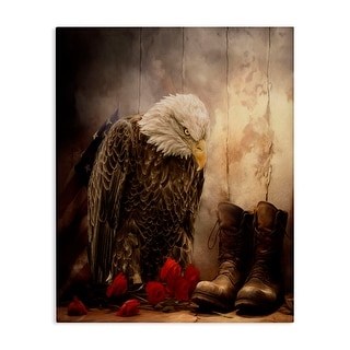 Stupell Solemn Memory Eagle & Roses Canvas Wall Art Design By Kelley ...