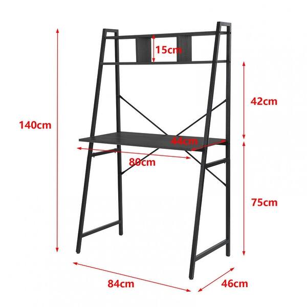 Ladder Desk Computer Laptop Office Table Industrial Wood Look Black ...