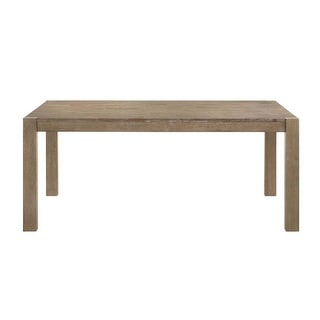 Wooden Rectangular Dining Table with Thick Legs in Brown Washed - Brown ...