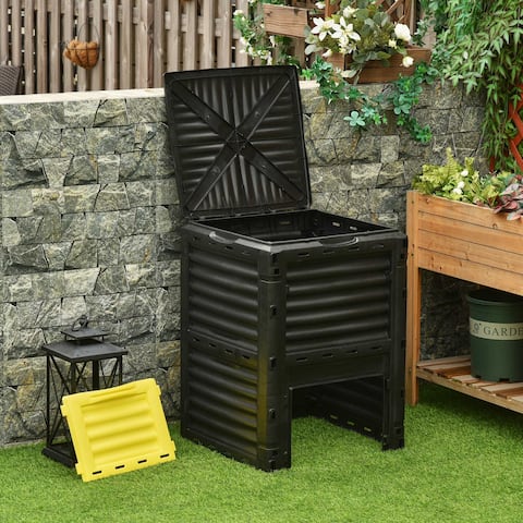 Outsunny Garden Compost Bin Large Outdoor Compost Container 80 Gallon ...