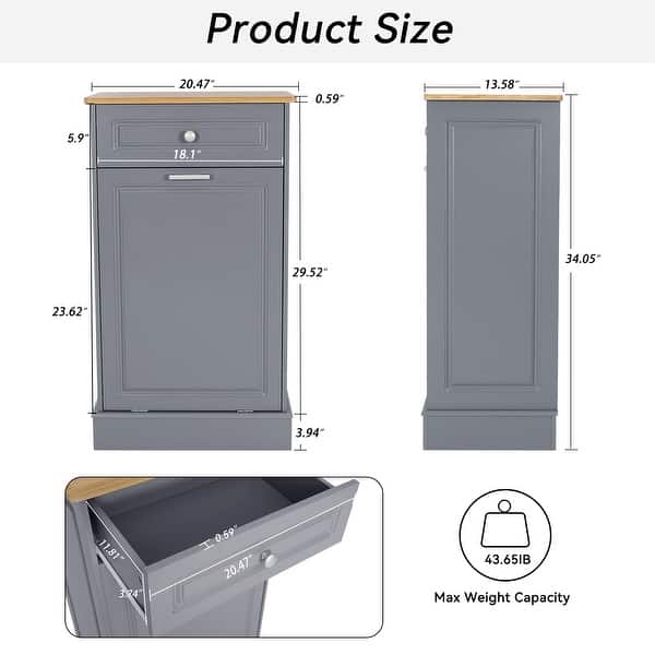 Kitchen Tilt Out Trash Cabinet Can Bin Storage Wooden Counter-top Waste ...