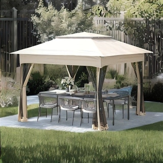Pop Up Outdoor Patio Gazebo Shelter with Removable Zipper Netting - Bed ...