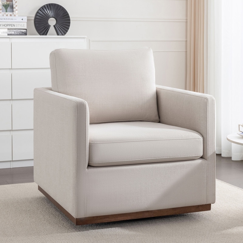 Modern Swivel Linen Upholstered Accent Chair Armchair for Living Room ...