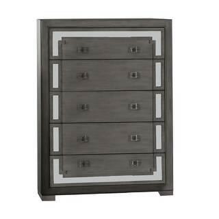 52 Inch Classic Tall Dresser Chest, 5 Drawers, Nickel Square Pulls ...