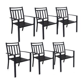 Stackable Patio Dining Chairs Set of 6 Outdoor Metal Patio Bistro Chairs with Armrest - Bed Bath ...