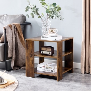 Simple design Square side table,3-tier end wood table,easy assembly ...