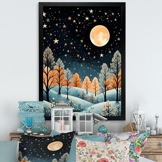 Designart "Winter Pine Tree Starry Night Sky II" Tree Pine Wall Decor ...