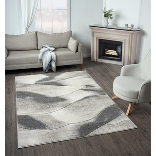 Fresco Collection Cream/Light Grey Abstract Area Rug - Bed Bath ...