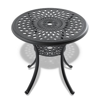 Aluminum Patio Dining Table with Black Frame and Umbrella Hole - Bed ...