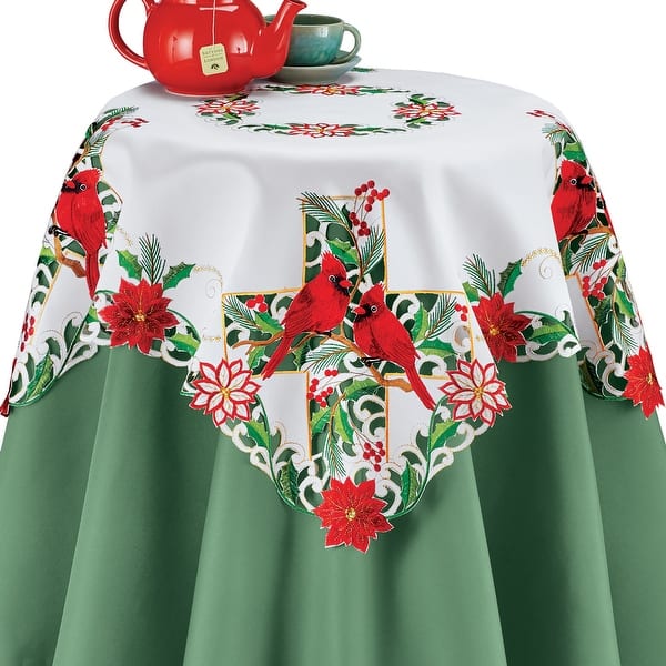 Embroidered Holiday Cardinals within Cross Table Linens - Bed Bath ...