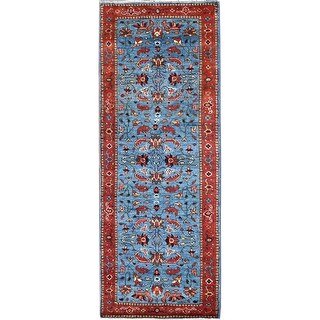 Shahbanu Rugs King Triton Blue Afghan Serapi Heriz Design Dense Weave ...
