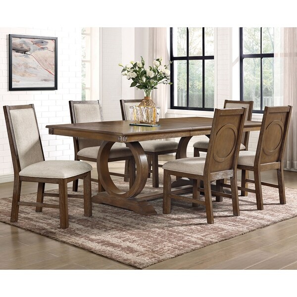 Transitional Style Wooden Dining Table with Trestle Base, Brown - Bed ...