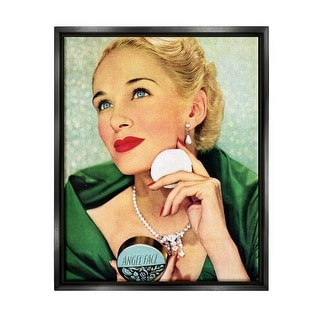 Stupell Vintage Cosmetic Ad Woman Framed Floater Canvas Wall Art by ...
