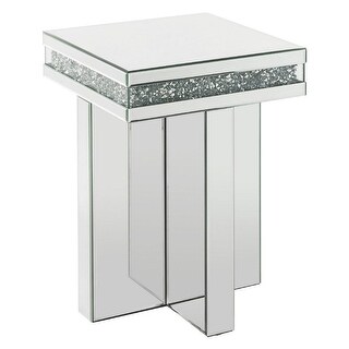 End Table with Encrusted Faux Acrylic Inlay and Cross Base - Silver ...