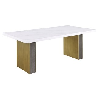 Carla Rectangular Dining Table With Cultured Carrara Marble Top White ...