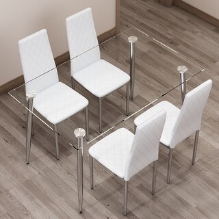 Simple Living Dining Table Set Include Glass Kitchen Table and 4 ...